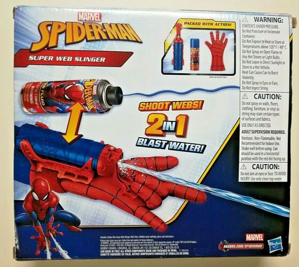 Spider Man Marvel Web Slinger Shooter 2 In 1 Shoots Web & Water Blaster ...