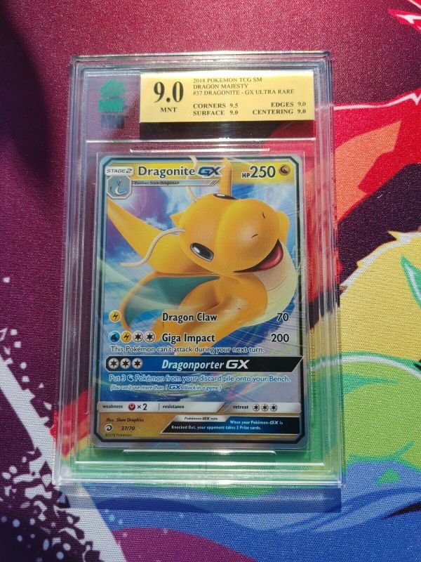 Dragonite GX - 37/70 - Ultra Rare Pokemon Dragon Majesty MNT GRADED 9 ...