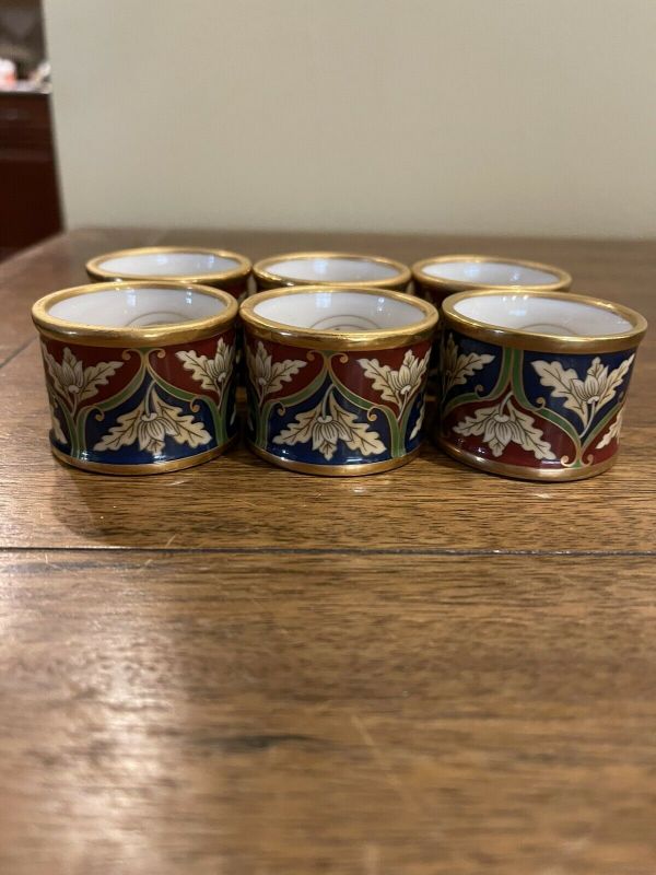 Set Of SIX CHRISTIAN DIOR NAPKIN RINGS In The Pattern, TABRIZ | #67572064