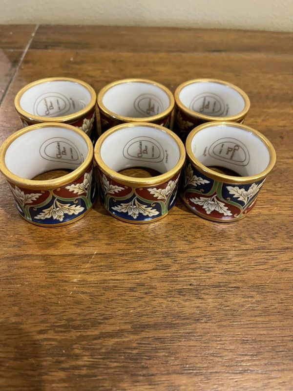 Set Of SIX CHRISTIAN DIOR NAPKIN RINGS In The Pattern, TABRIZ | #67572064