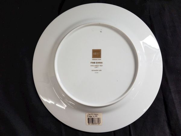 Mikasa Parchment Red Dinner Plates 10 3/4 " Set Of 4 Gold Scrolls Cond ...