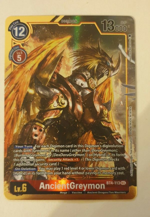 Digimon Card Game - AncientGreymon Alternate Art Secret NM BT4 - 113 ...