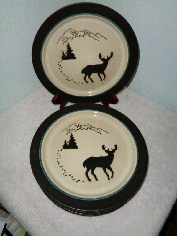 6 BASS PRO SHOPS Deer In Woods Dinner Plates Forest | #67745814