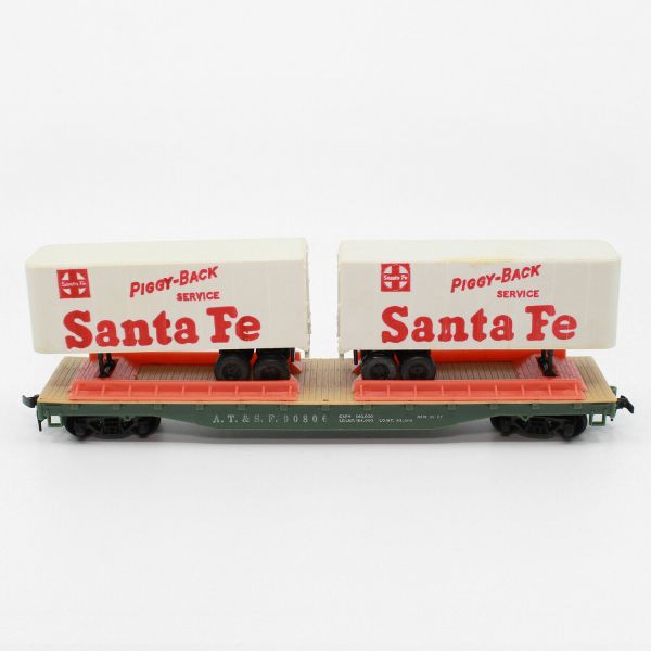 TYCO AT&SF Flat Car With Santa Fe Piggyback Trailers - HO Scale Model ...