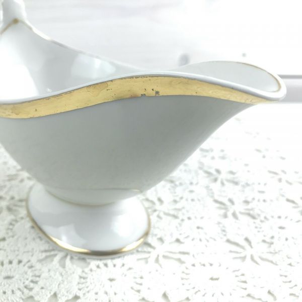Haviland Limoges France White Porcelain Gravy Boat Gold Wedding Band ...