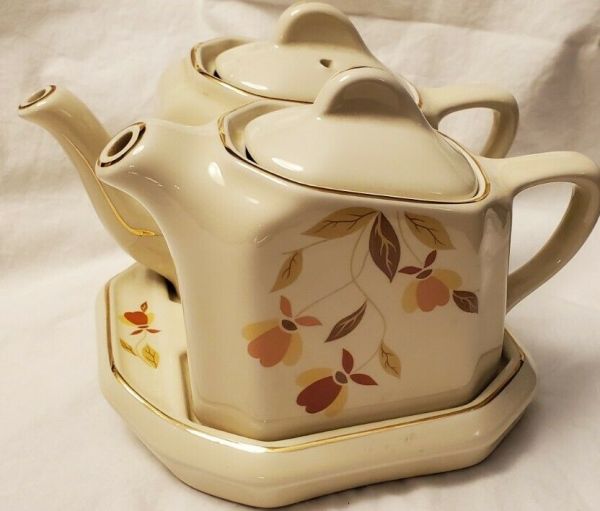 1990 JEWEL TEA AUTUMN LEAF TEA FOR TWO TEAPOT SET HALL CHINA NALCC ...