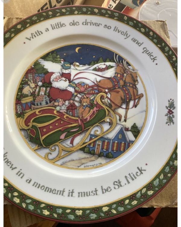 SUSAN WINGET A CHRISTMAS STORY 12 PC DINNER PLATES CUPS SAUCERS SERIES ...