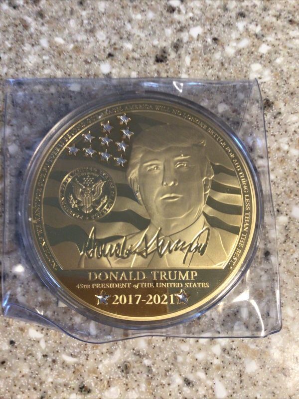 President Donald Trump Commemorative Coin American 24k Swarovski 100 Mm ...