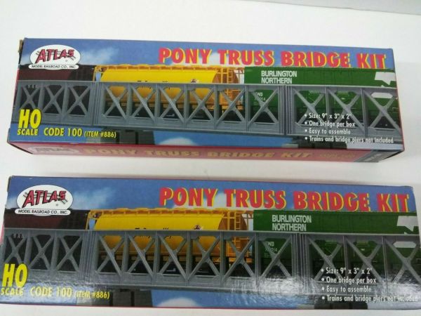 Atlas HO Scale Pony Truss Bridge Kit No. 886 (2 - Empty Boxes Collector ...