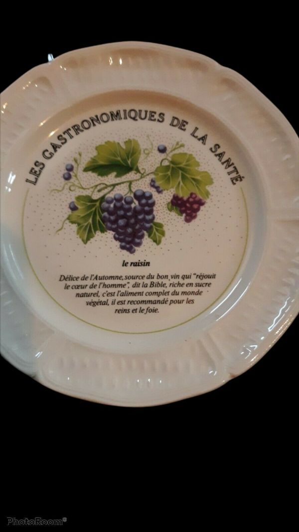 Gien France Canape/ Dessert Plates With Fruits And Berries Set Of 6 ...
