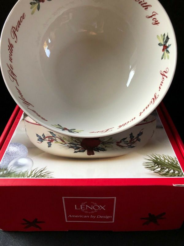 NIB Lenox Winter Greetings 9” Bowl “Fill Your Home With Joy” Bone China ...