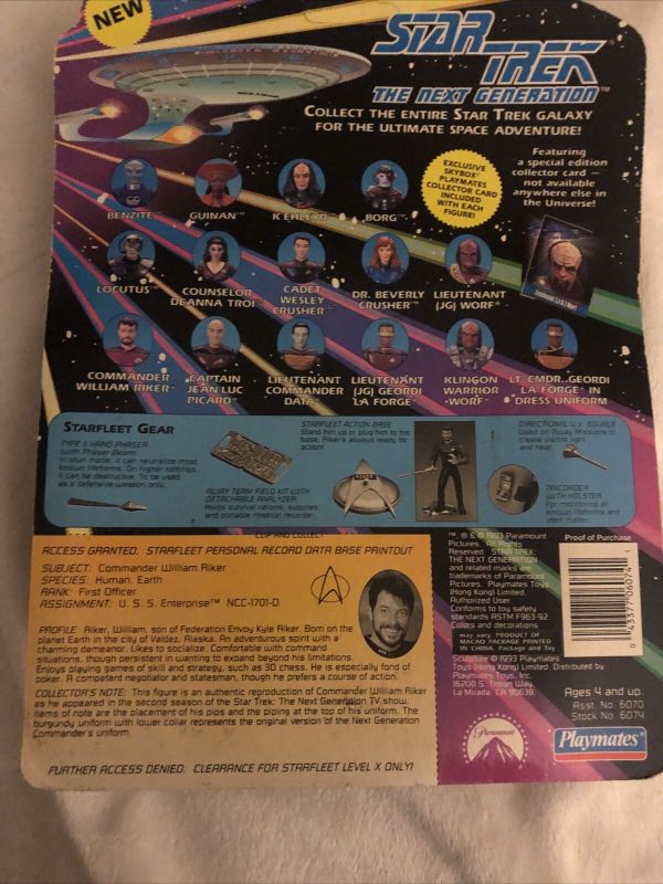 Star Trek The Next Generation Commander William Riker Action Figure ...