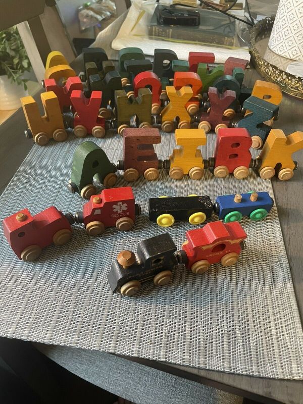 Maple Landmark Woodcraft Alphabet Train Set - Nearly Complete Alphabet ...