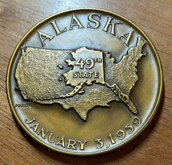 Alaska, 49th State, January 3, 1959 (Map Of AK Over Map Of The Lower 48 ...