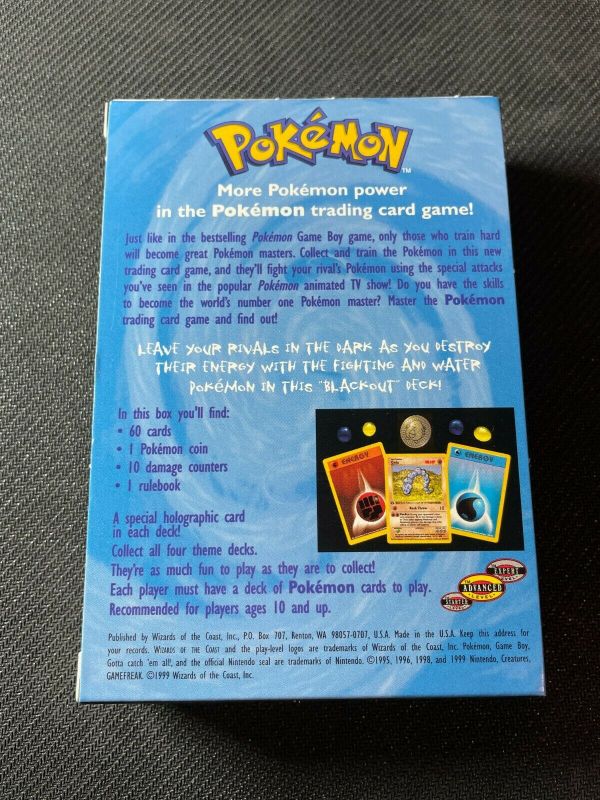 POKEMON BASE SET BLACKOUT THEME DECK BOX WITH DAMAGE COUNTERS (EMPTY NO ...