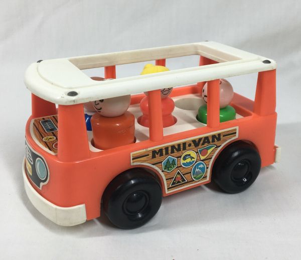 Vintage 1969 Fisher Price Little People RED Mini Bus Van With 4 People ...
