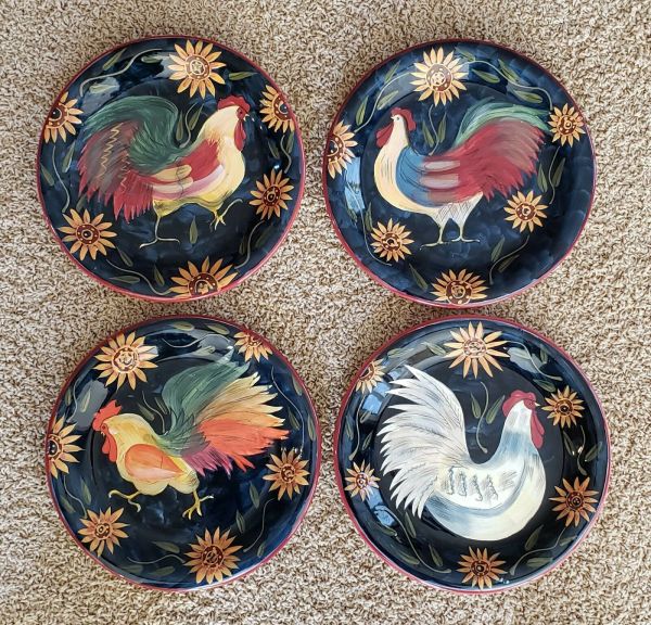 Certified International Sunrise Rooster Dinner Plates Susan Winget 11 1 ...