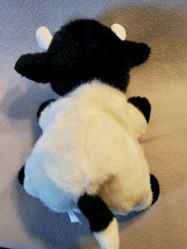 Vintage Plush Cow Hand Puppet Black & White Stuffed Animal | #68450393