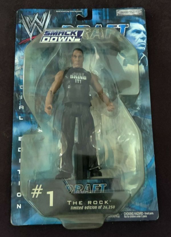 2002 WWF WWE Jakks The Rock 1 Draft Pick Wrestling Figure Limited ...