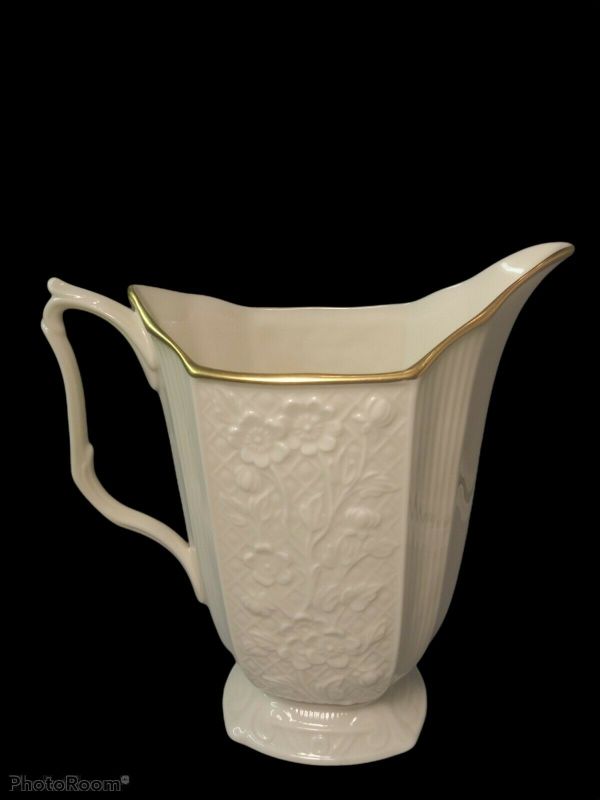 Lenox Carolina Pitcher Creamer Bone China Ivory Color 24K GOLD TRIM ...