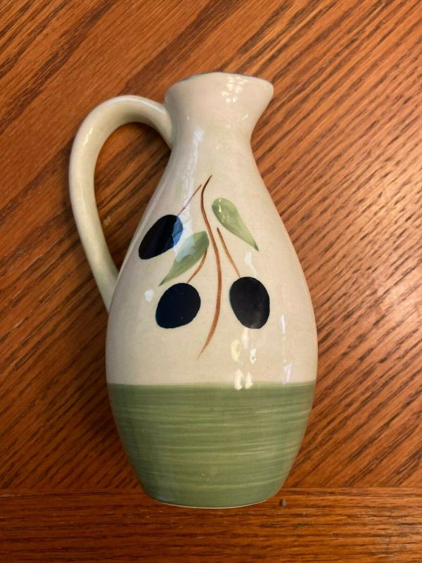 Vintage Ceramic Pottery Creamer Pitcher With Green Base And Three ...