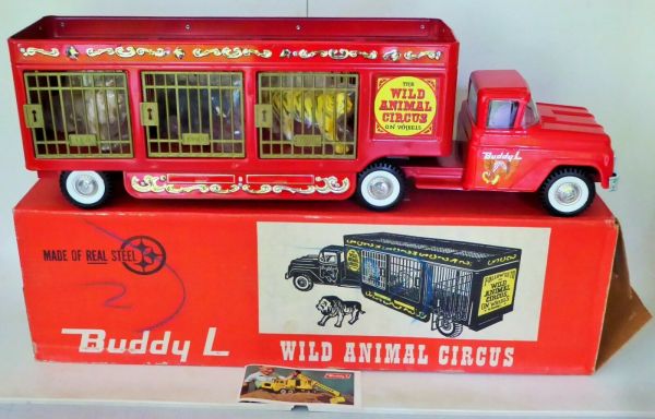 BUDDY L 5477 THE WILD ANIMAL CIRCUS ON WHEELS TRUCK PRESSED STEEL TOY W ...