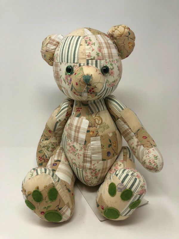 Vintage Teddy Bear Button Jointed Plush Patchwork Quilted 16” One Of A ...