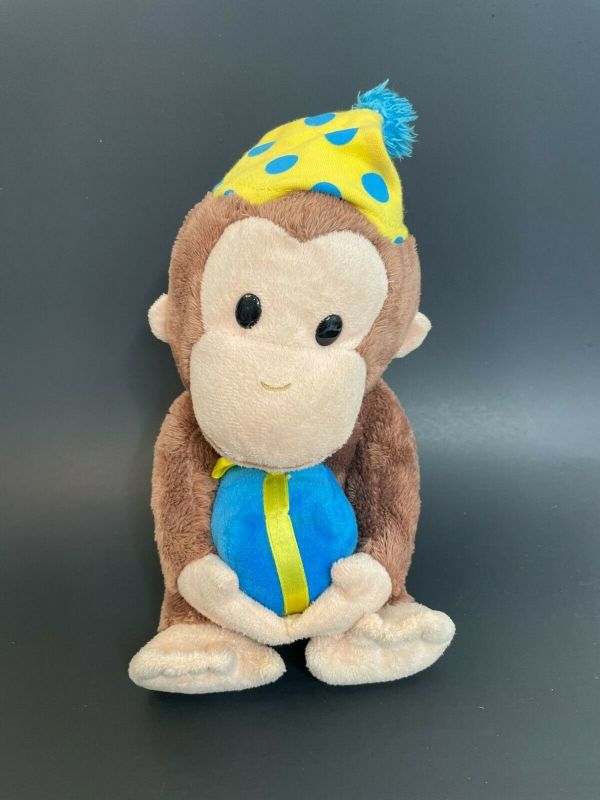 Gund Curious George Plush Monkey Toy 9 " Birthday Hat Holding Gift ...