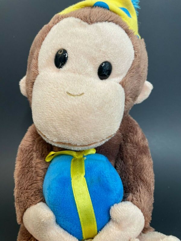 Gund Curious George Plush Monkey Toy 9 " Birthday Hat Holding Gift ...