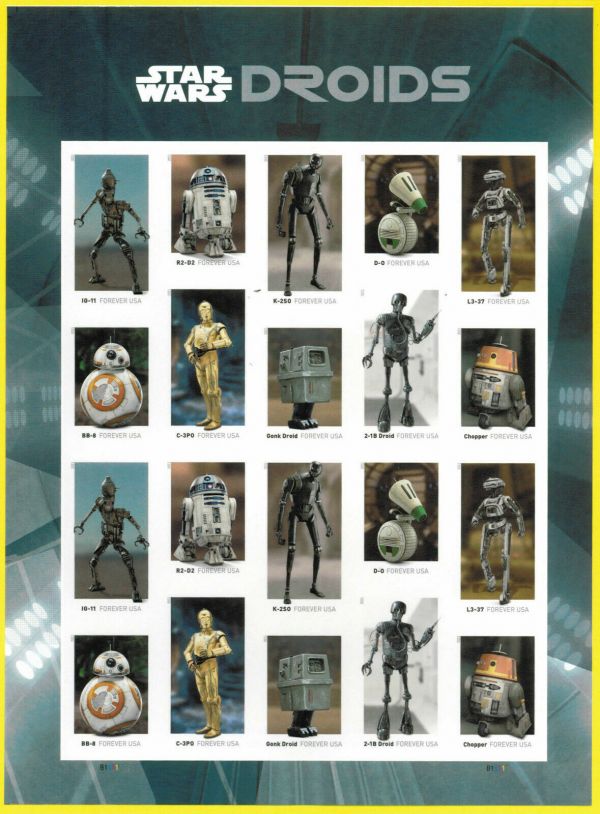 US SC 5573a - 5582a Star Wars Droids Imperf/No Die - Cut 12 Sheets ...