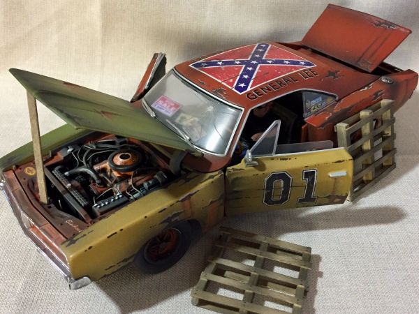1:18 69 Dodge Charger General Lee Weathered Junkyard Diorama Gmp Figure ...