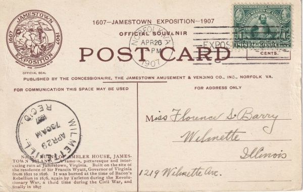 1907 JAMESTOWN Exposition FIRST DAY COVER Scott 328 Only 10 Recorded ...