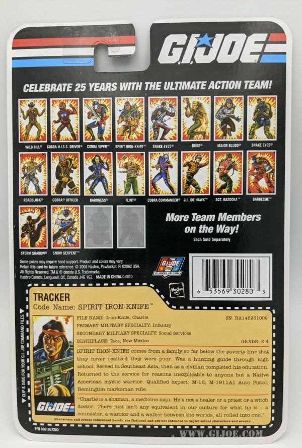 25th Anniversary Comic Series 2008 GI Joe Tracker Spirit Iron - Knife W ...