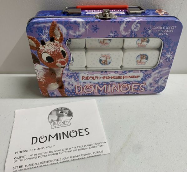 Rudolph The Red Nosed Reindeer Dominoes Collectable Game Tin Double Six ...