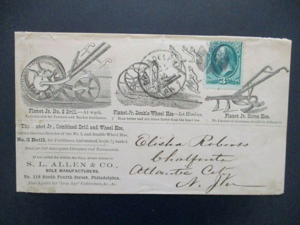 1877 Philadelphia Pennsylvania S L Allen & Co Illus Farm Equipment Adv ...