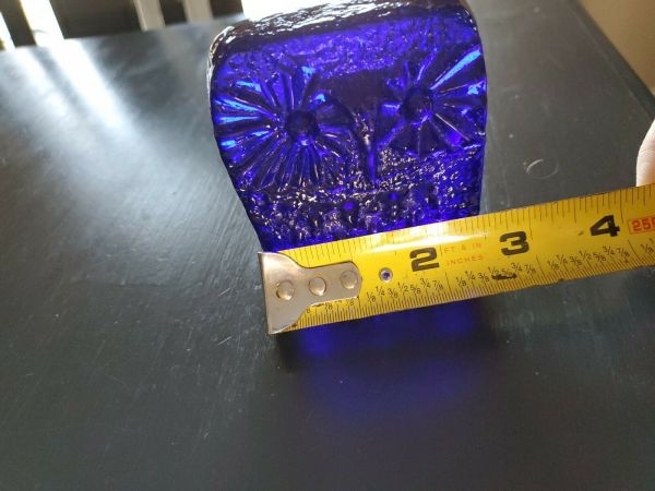 Blenko Vintage Cobalt Blue Glass Owl Paperweight USA W Sticker | #69414318