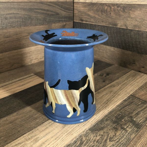 Westcote Bell Ceramic Cat Silhouette Art Pottery Vase 6 " Tall Blue ...